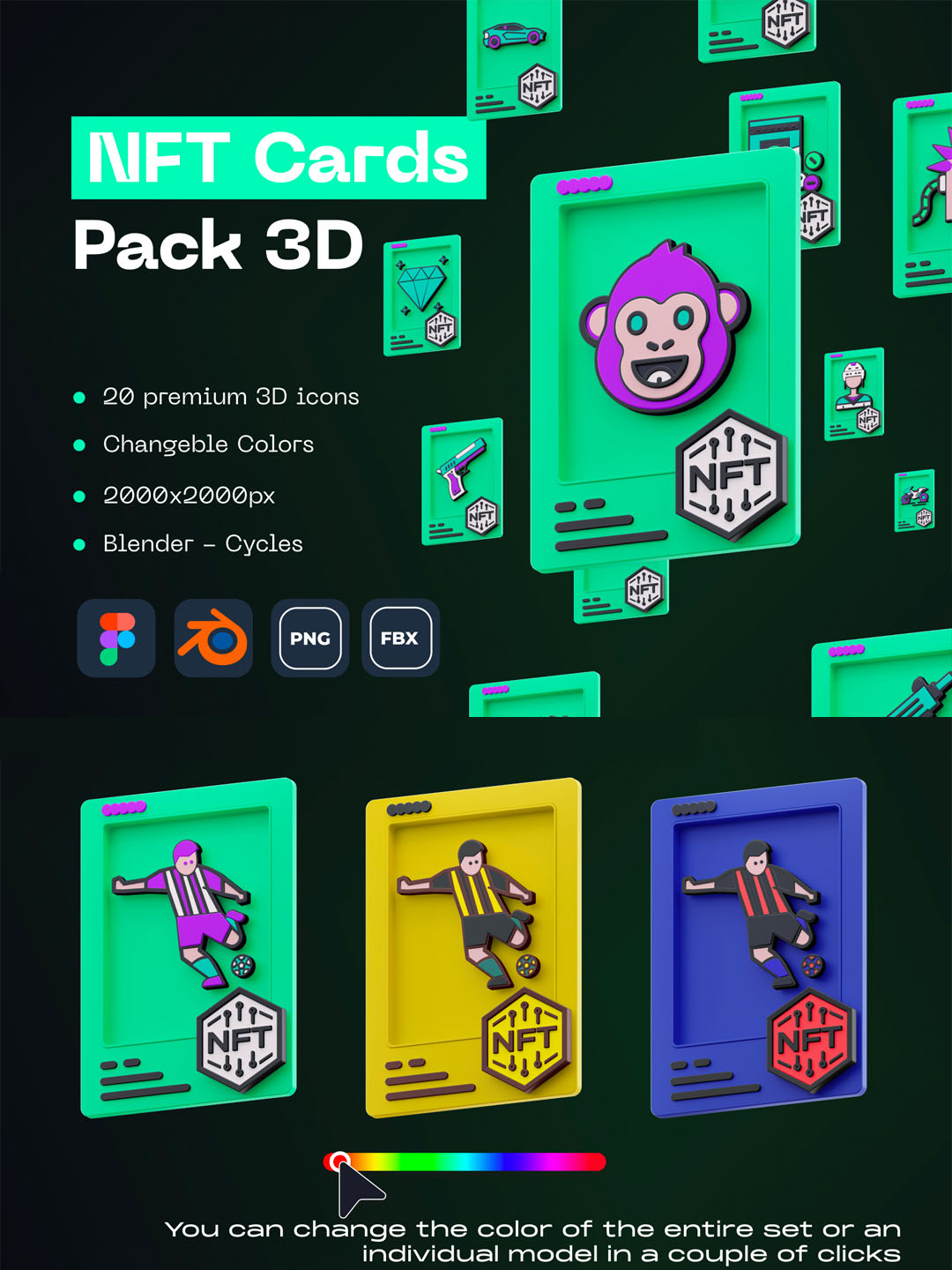 3D抽象形状图标插画素材blend、fbx、figma源文件