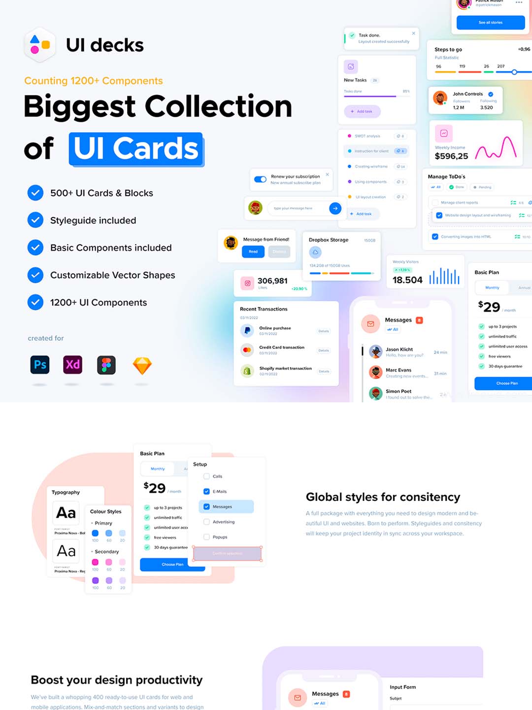 暗色系+简约白色系后台数据可视化UI、web UI界面sketch源文件下载