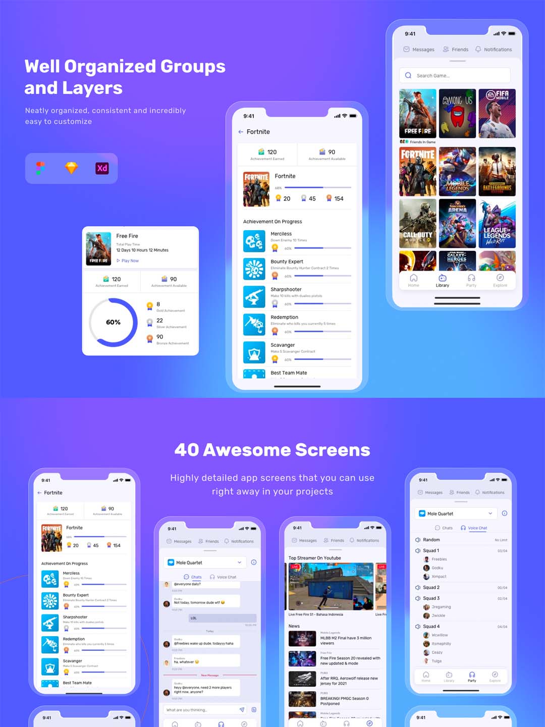 音乐APP设计组件源文件 | UI设计组件Figma、xd、sketch格式