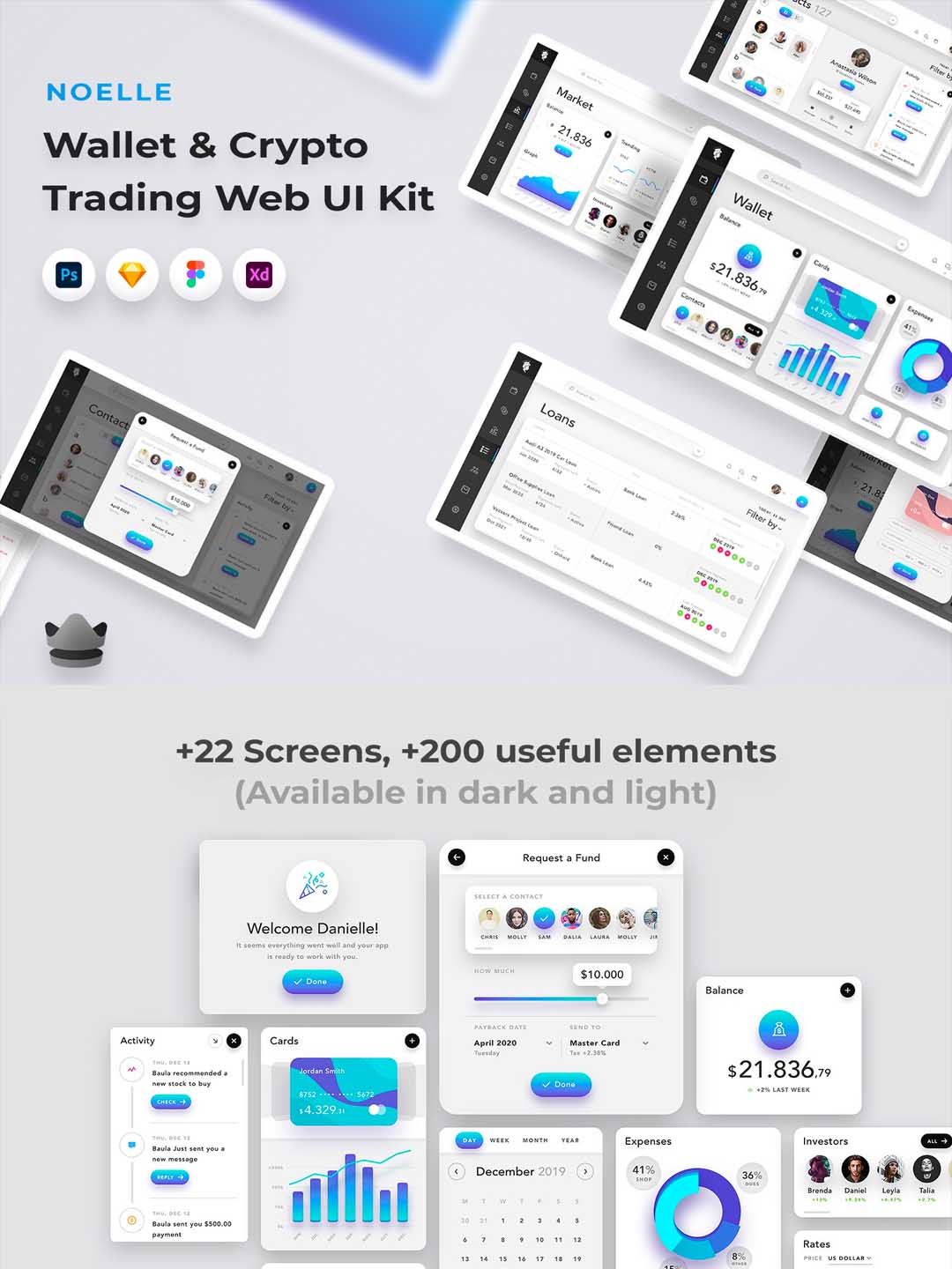 高端轻质感B端UI界面设计源文件，B端后台钱包/加密货币/金融后台新拟物UI设计源文件