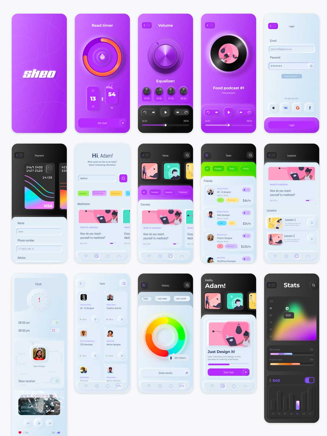 短视频社交类APP UI kit源文件下载，UI资源下载，UI素材下载，UI源文件，sketch源文件下载