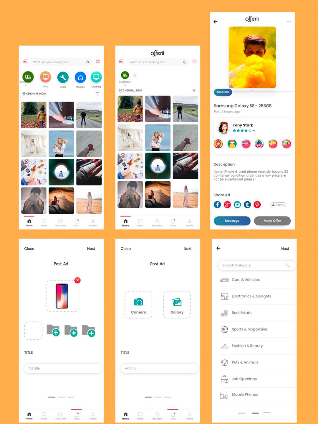 Ins风照片分享、社交、买卖App应用 UI 界面sketch源文件下载