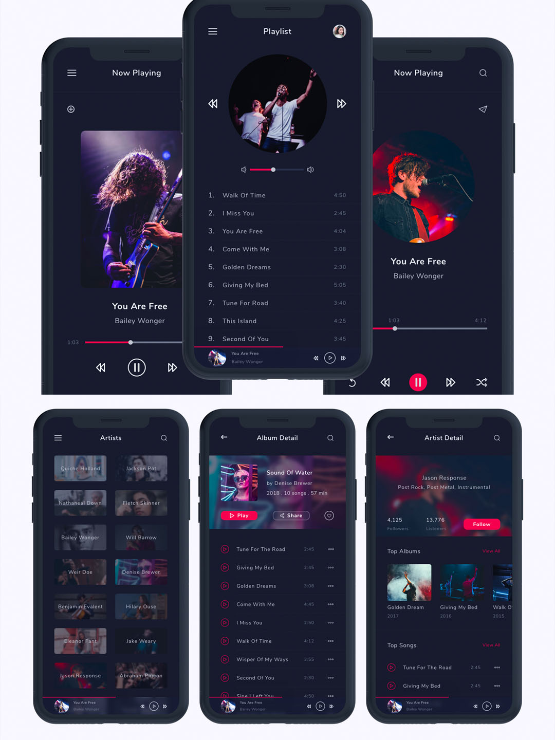52页音乐app Ui界面原型设计sketch,xd,figma资源无图片