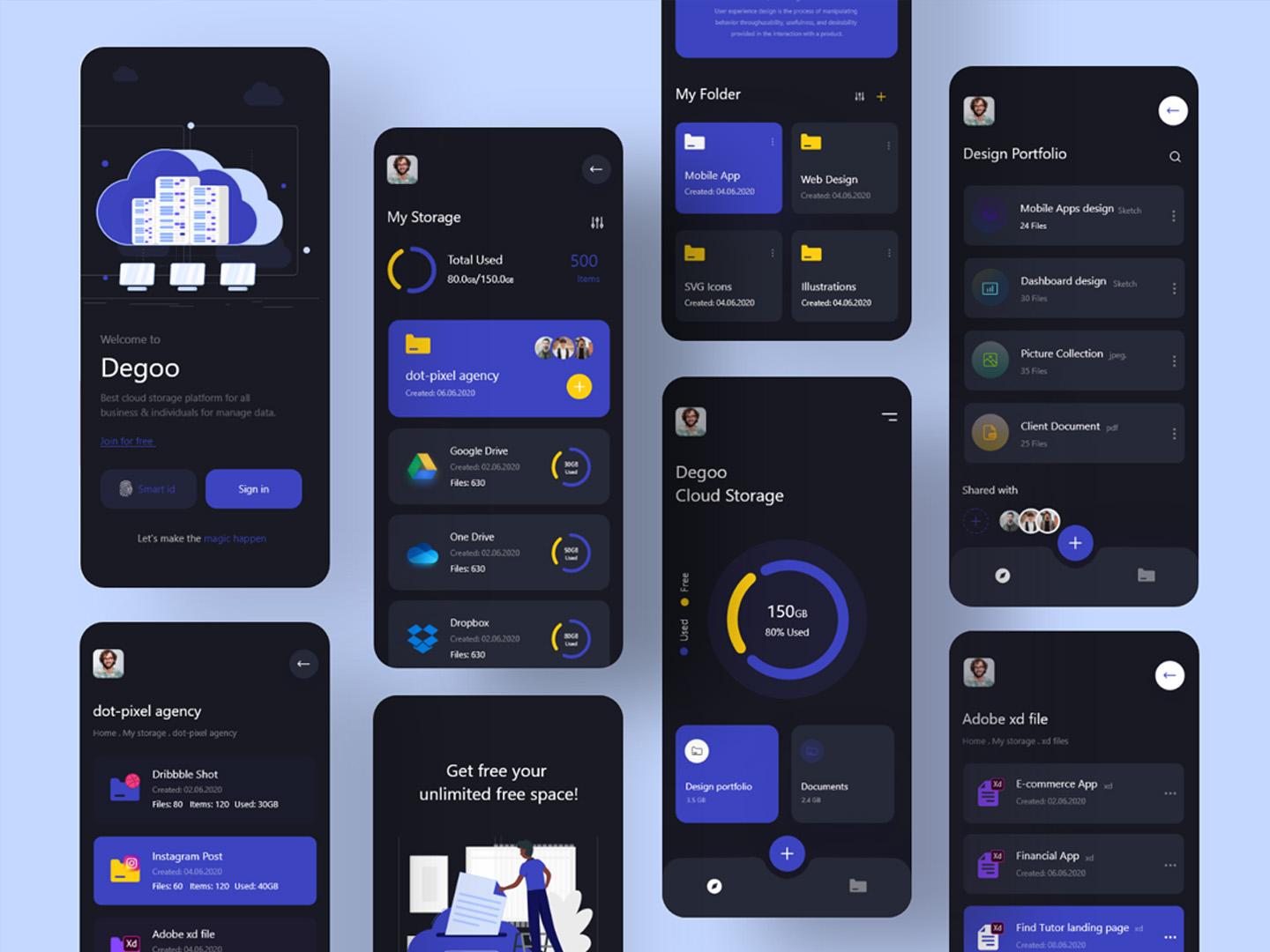 视频会议App UI界面设计源文件下载，在线办公UI资源下载，远程会议UI素材xd源文件下载