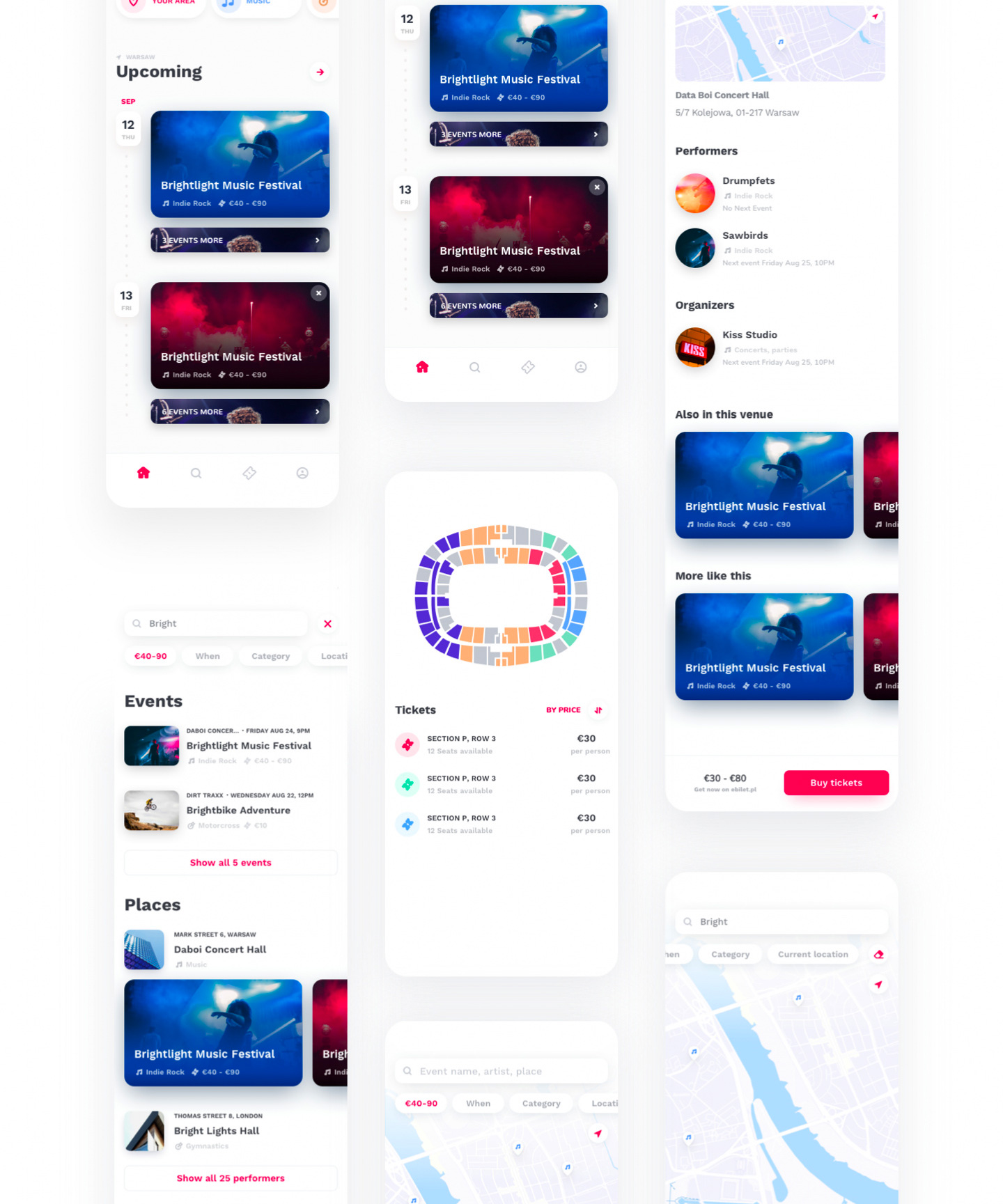 线上订票，活动预订app素材sketch,figma源文件