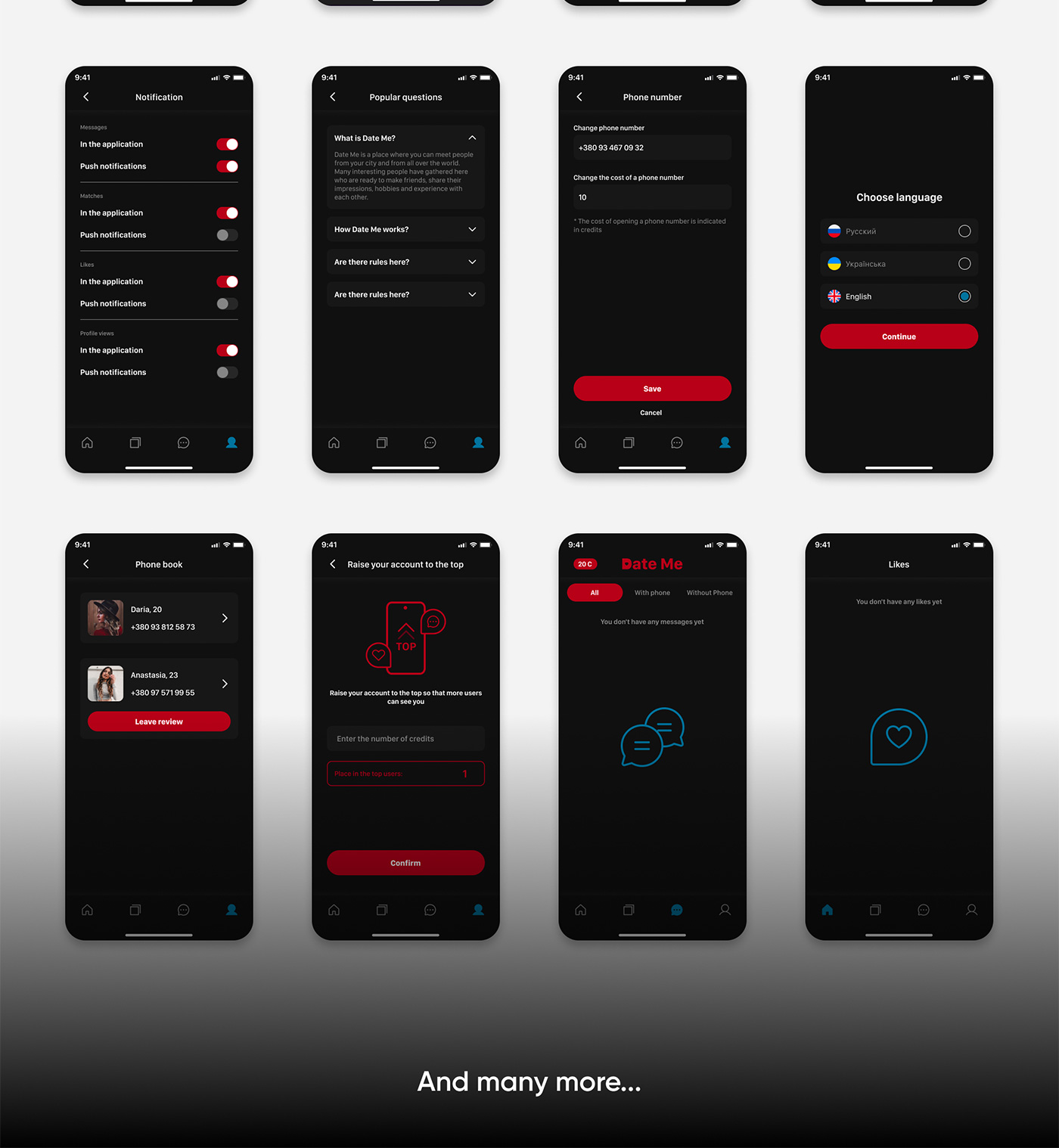 黑白两种模式 130页交友约会app sketch，figma资源