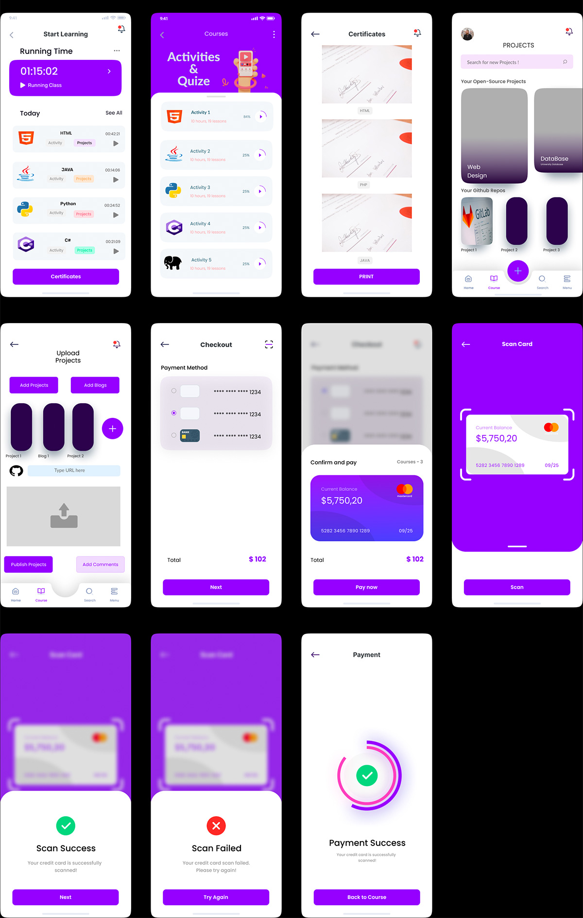 23页在线学习，学开发编程应用APP UI资源素材figma源文件