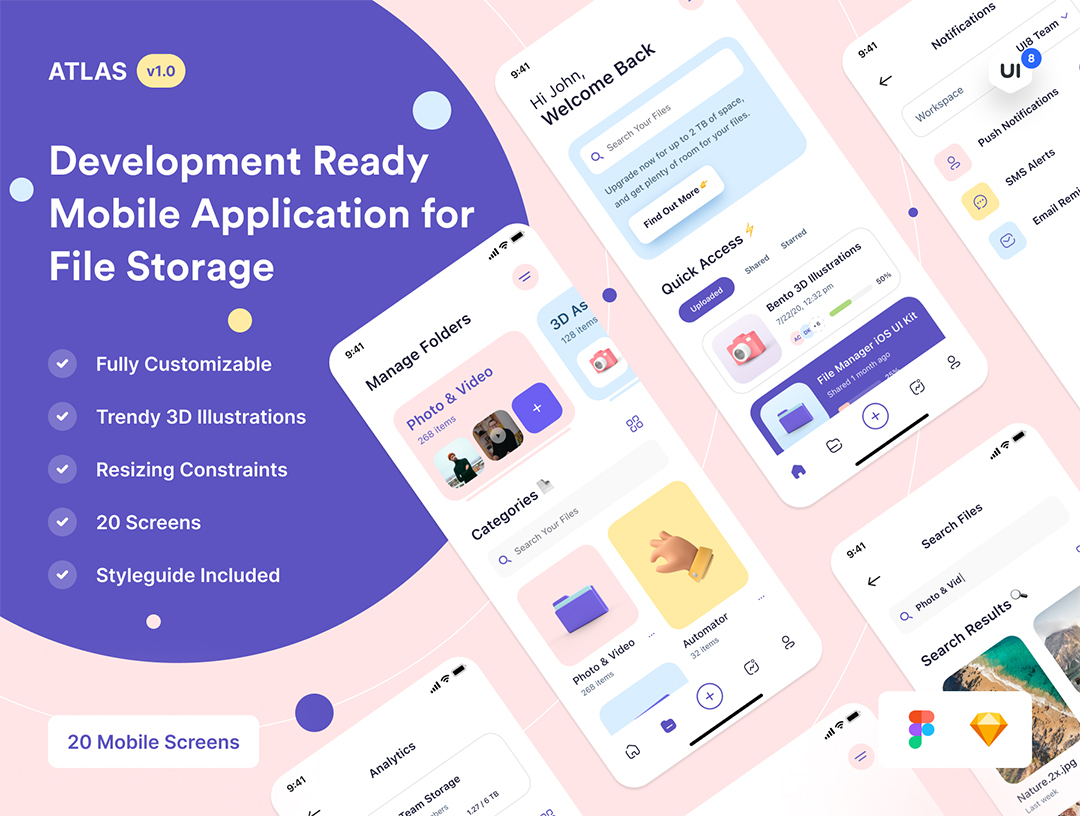 45屏高端聊天app UI设计figma，xd，sketch源文件